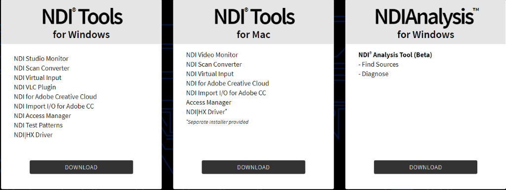 Downloading the NDI Tools Pack
