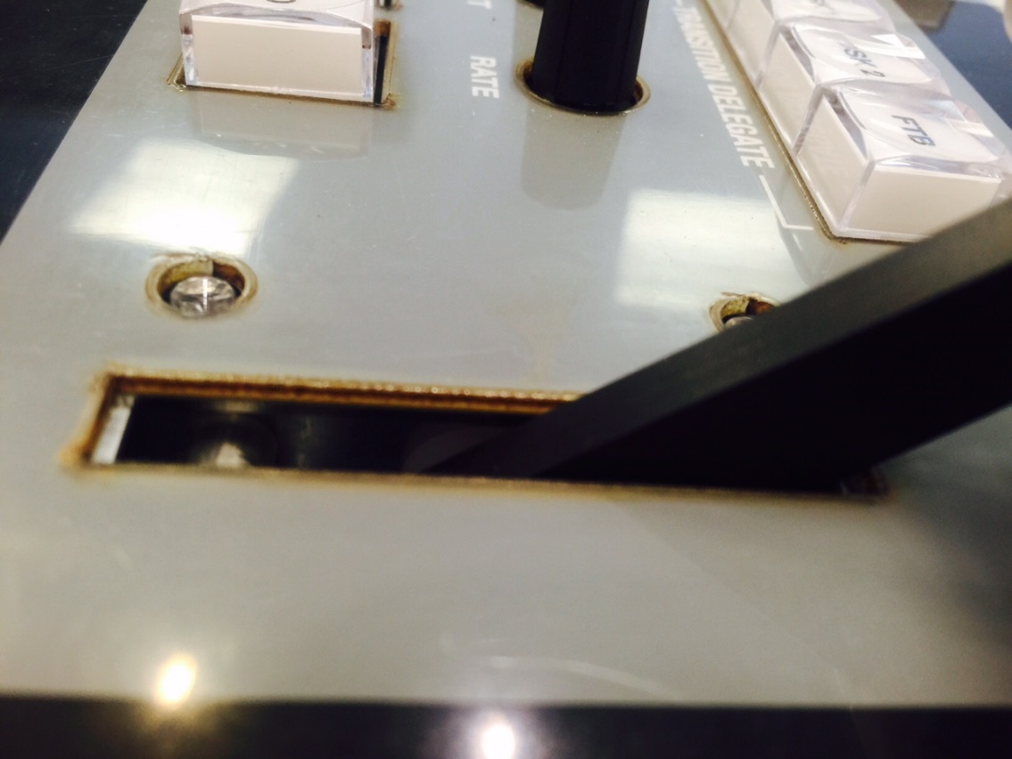 TriCaster Mini Control Surface; brown tinted edges on hardware